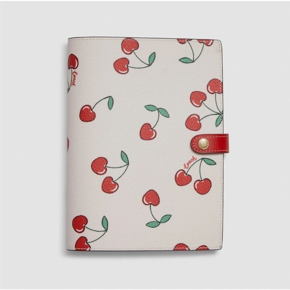 Coach | Office | Coach Notebook With Heart Cherry Print Goldchalk Multi ...